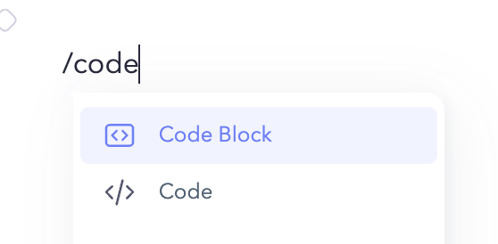 In-line code and code block order in '/' slash menu · Issue #1125 · toeverything/blocksuite · GitHub