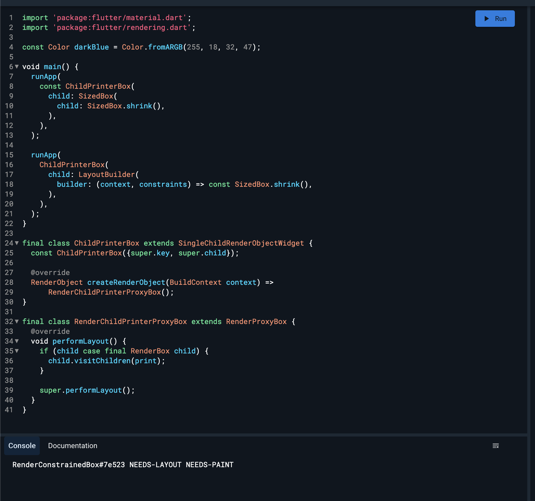 Calling `visitChildren` on a `_RenderLayoutBuilder` does nothing · Issue #134522 · flutter ...