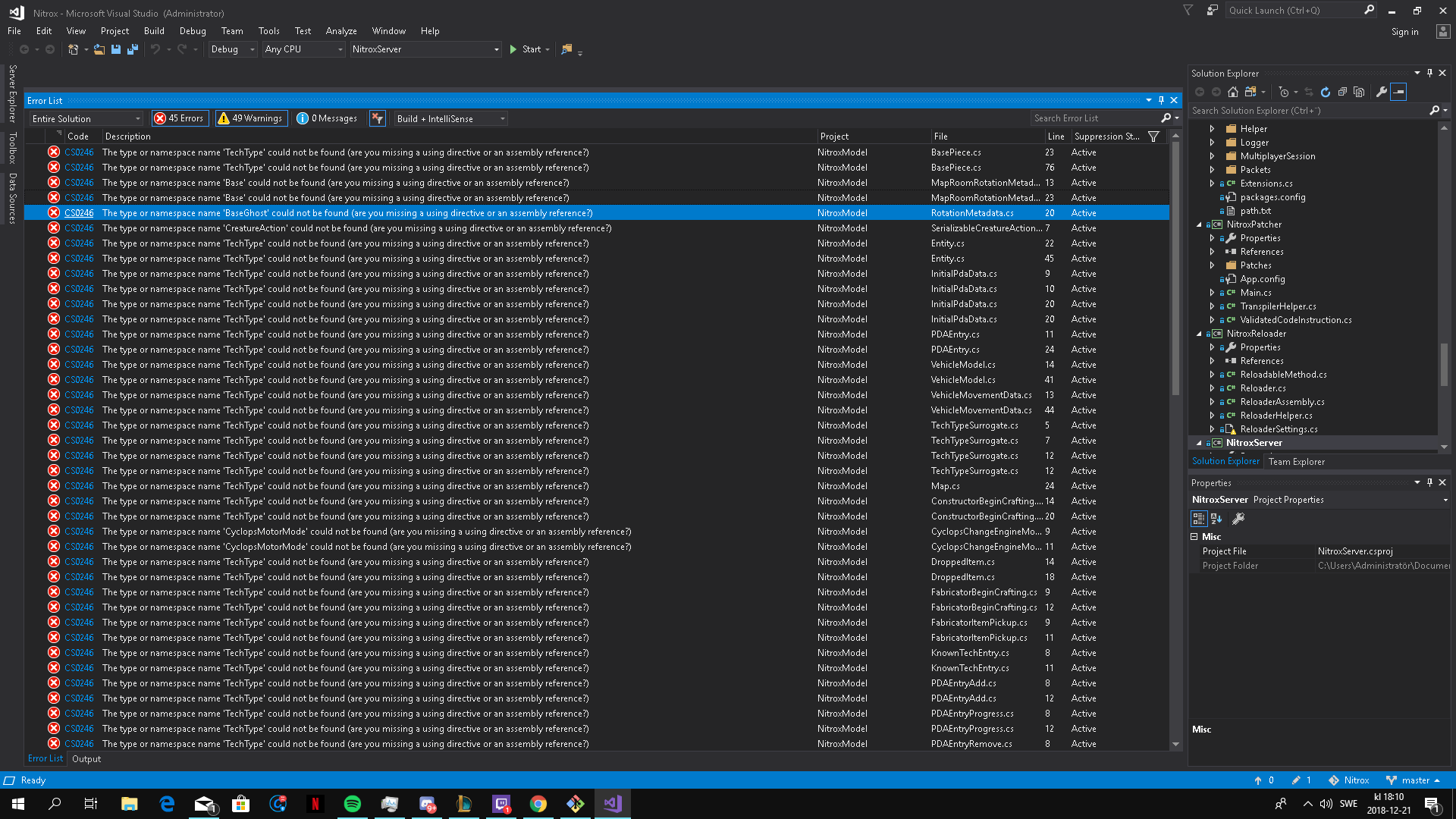 Errors while trying to build solution · Issue #446 · SubnauticaNitrox/Nitrox · GitHub