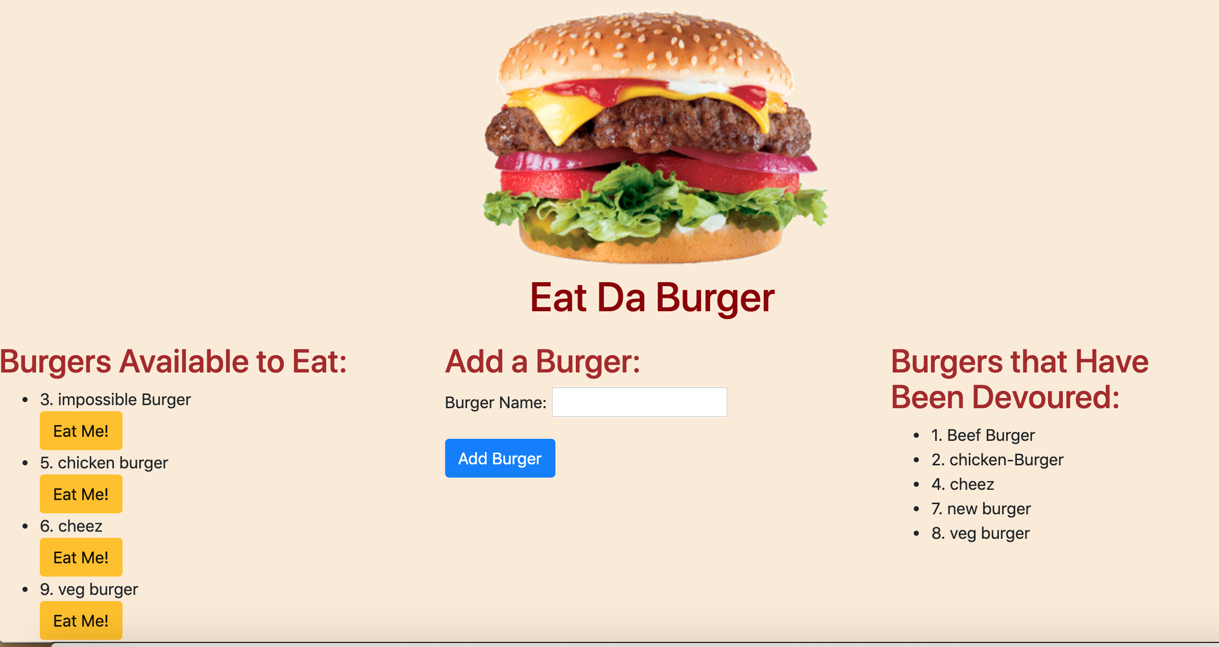 GitHub - orusaish/Eat-Da-Burger