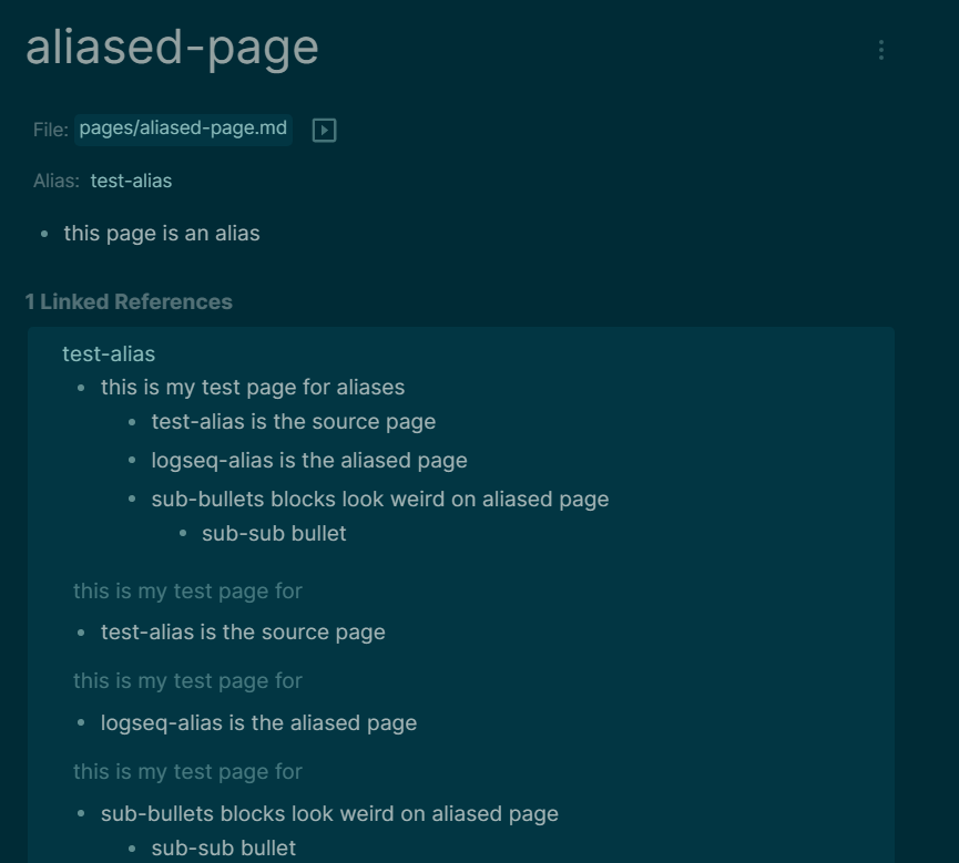 alias page : linked refs blocks shows sub-bullets from source page as top levels blocks under ...