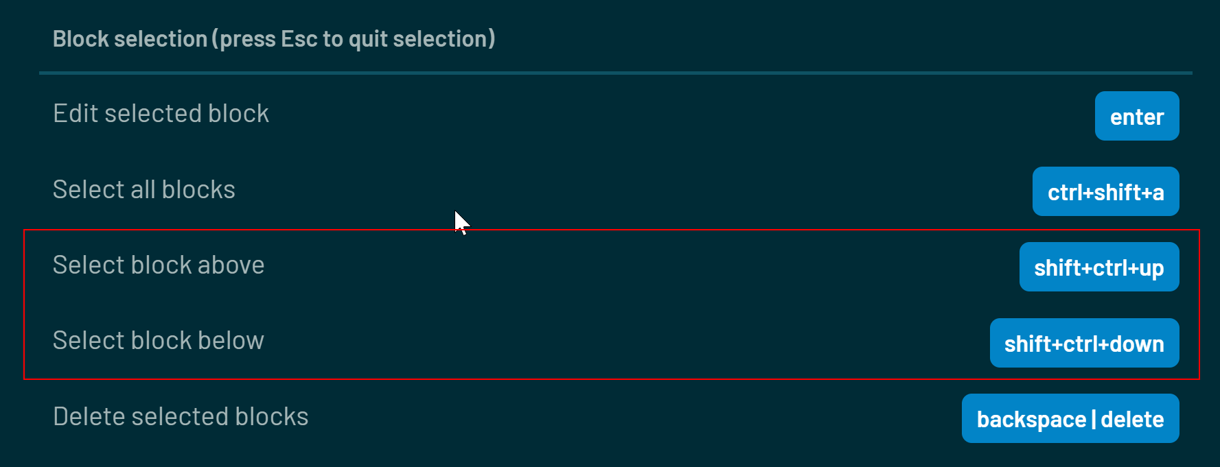 Shift+Up/Down should expand the text selection instead of selecting the whole block · Issue ...