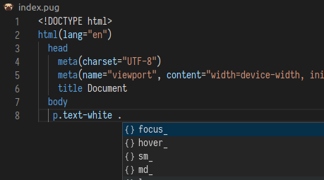 Pug class="" completion · Issue #125 · tailwindlabs/tailwindcss-intellisense · GitHub