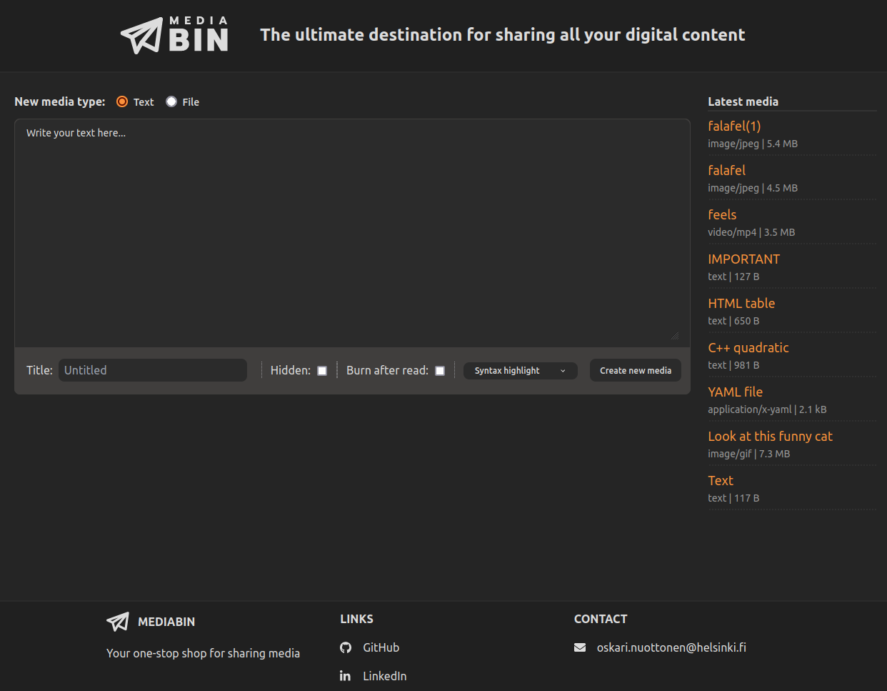 GitHub - asianomainen/mediabin