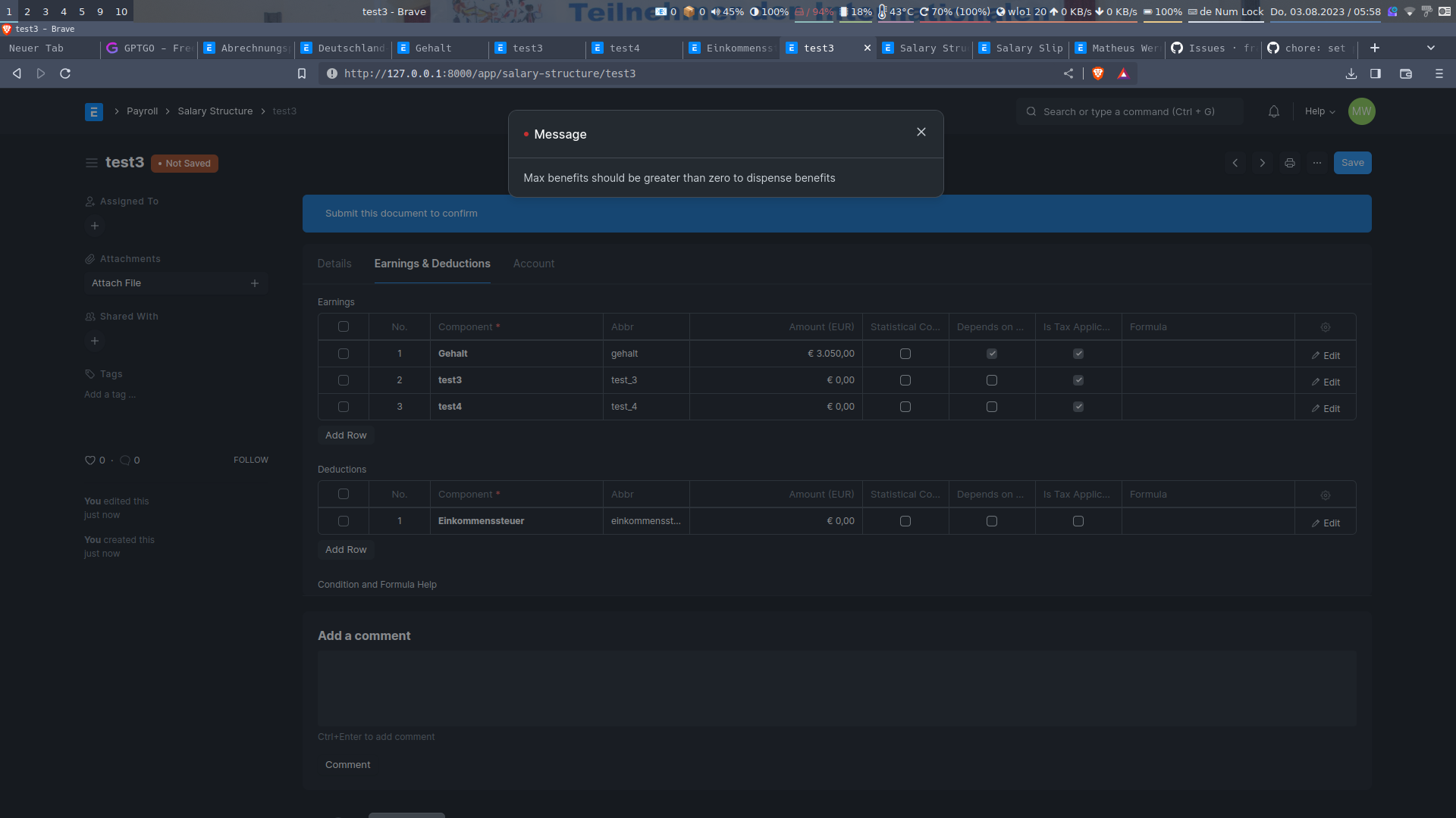 Max benefits should be greater than zero to dispense benefits · Issue #759 · frappe/hrms · GitHub