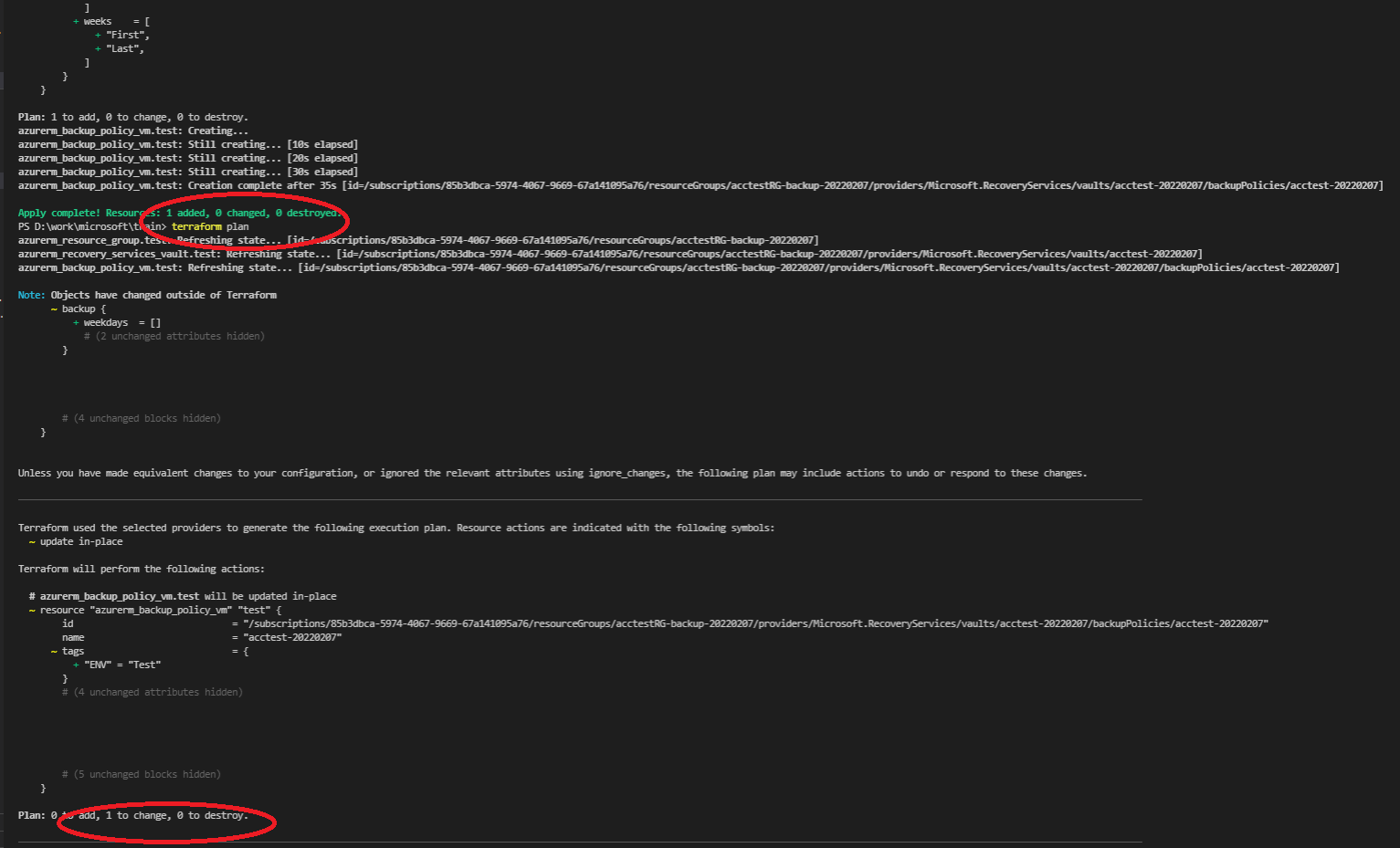 `azurerm_backup_policy_vm.tags` still has changes after apply · Issue #15284 · hashicorp ...