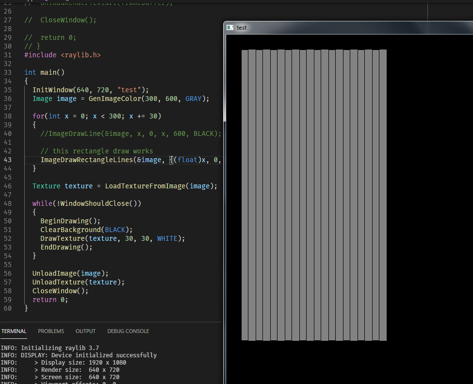 [textures] `ImageDrawLine()` doesn't draw vertical lines (or near ...