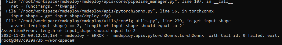 MMSeg model in Docker `mmdeploy.apis.pytorch2onnx.torch2onnx` with Call id: 0 failed. exitt ...