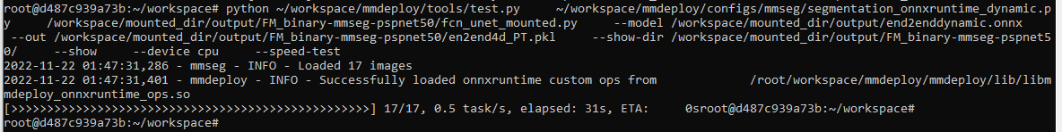 MMSeg model in Docker `mmdeploy.apis.pytorch2onnx.torch2onnx` with Call id: 0 failed. exitt ...
