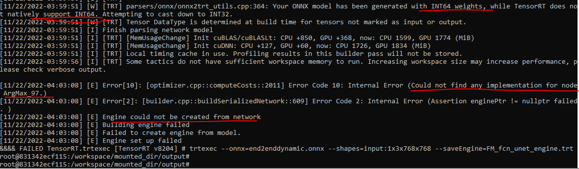 MMSeg model in Docker `mmdeploy.apis.pytorch2onnx.torch2onnx` with Call id: 0 failed. exitt ...
