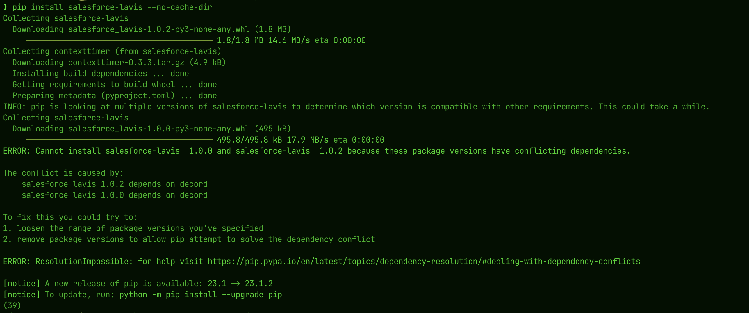 Installation Error Due To Conflicting Dependencies · Issue 291 · Salesforce Lavis · Github