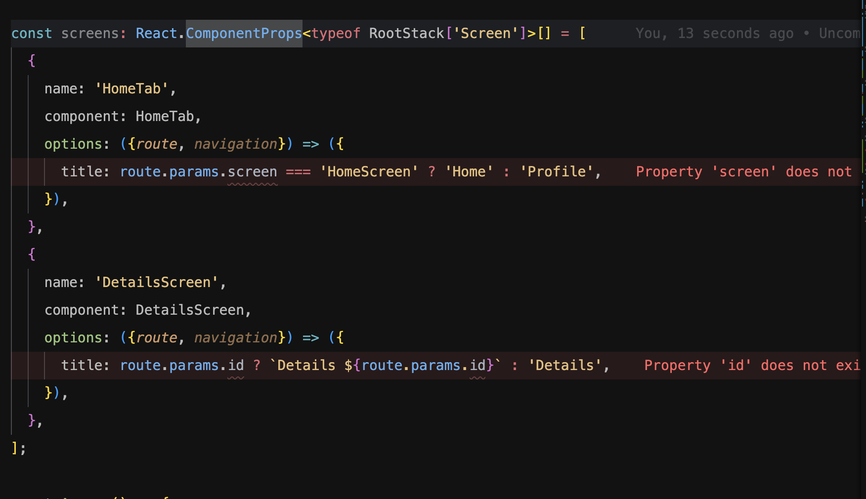 I want to make abstraction out of Stack.Screen but i can't get the types work properly · react ...