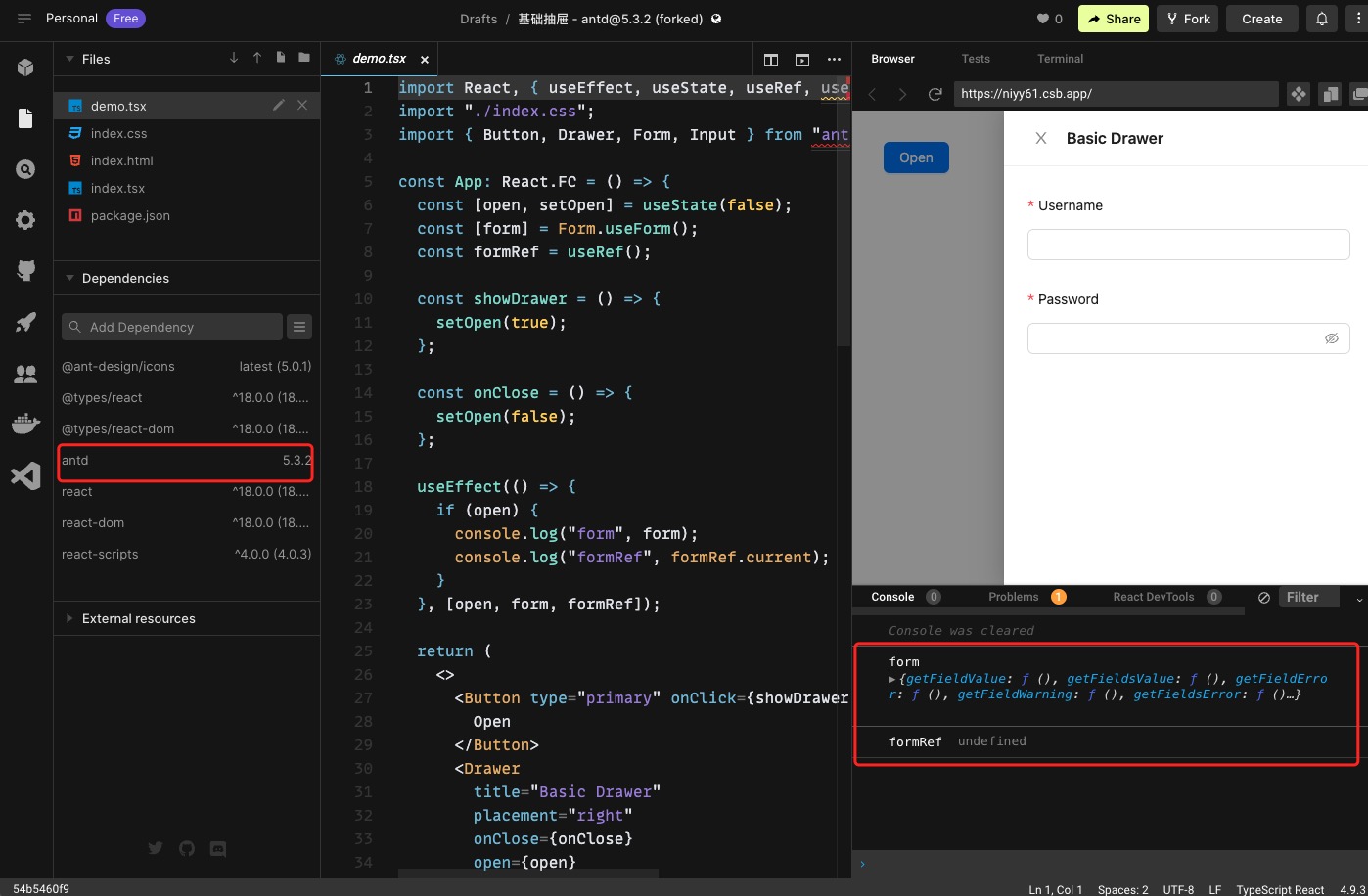 V5.3.2 model中使用Form&ref的体现和之前不同，文档中未做说明 · Issue #41429 · ant-design/ant ...