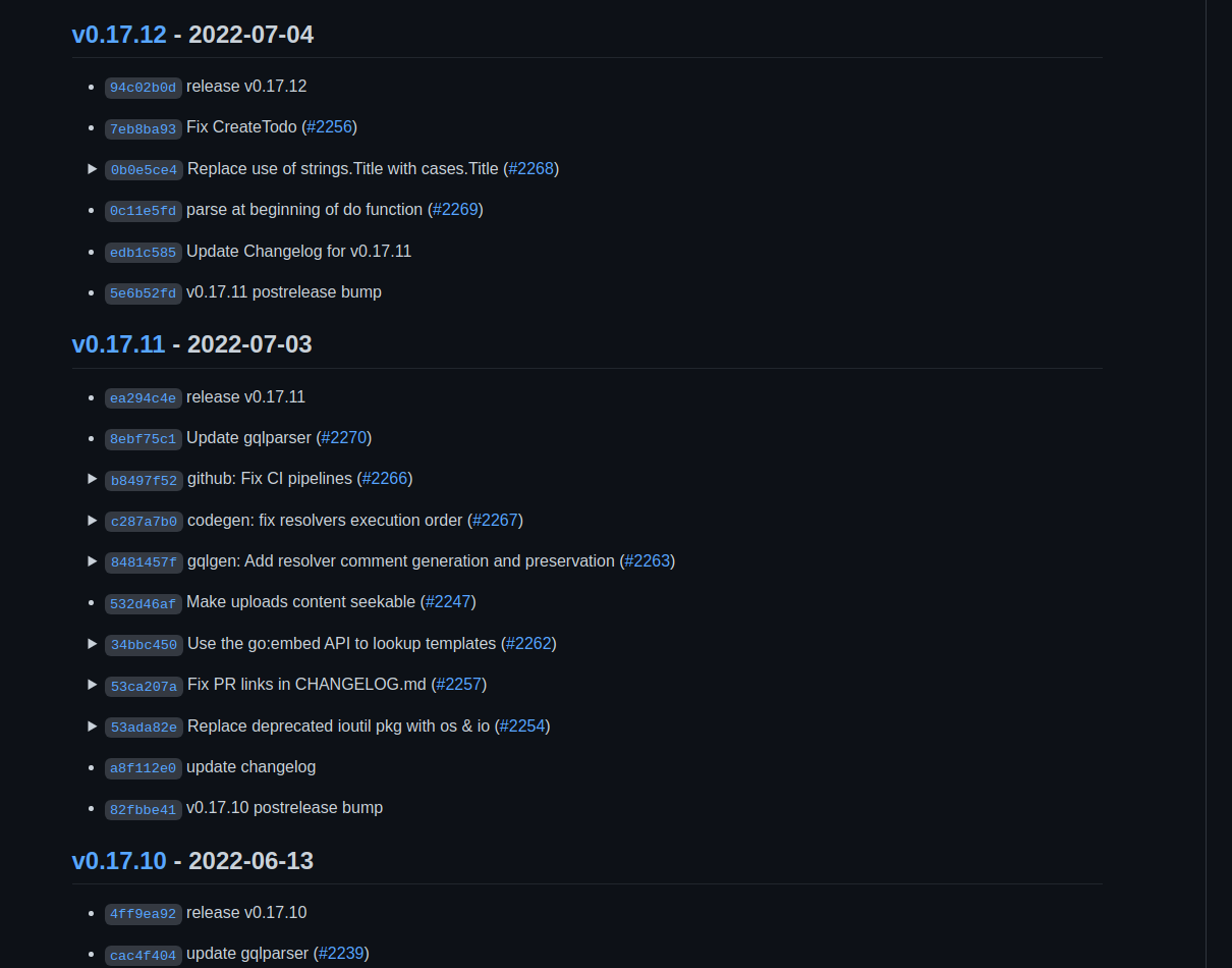 The Changelog is a joke · Issue #2282 · 99designs/gqlgen · GitHub