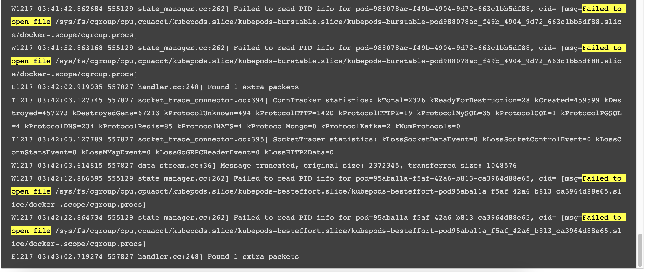 Http response at 400 or 500 level · Issue #375 · pixie-io/pixie · GitHub