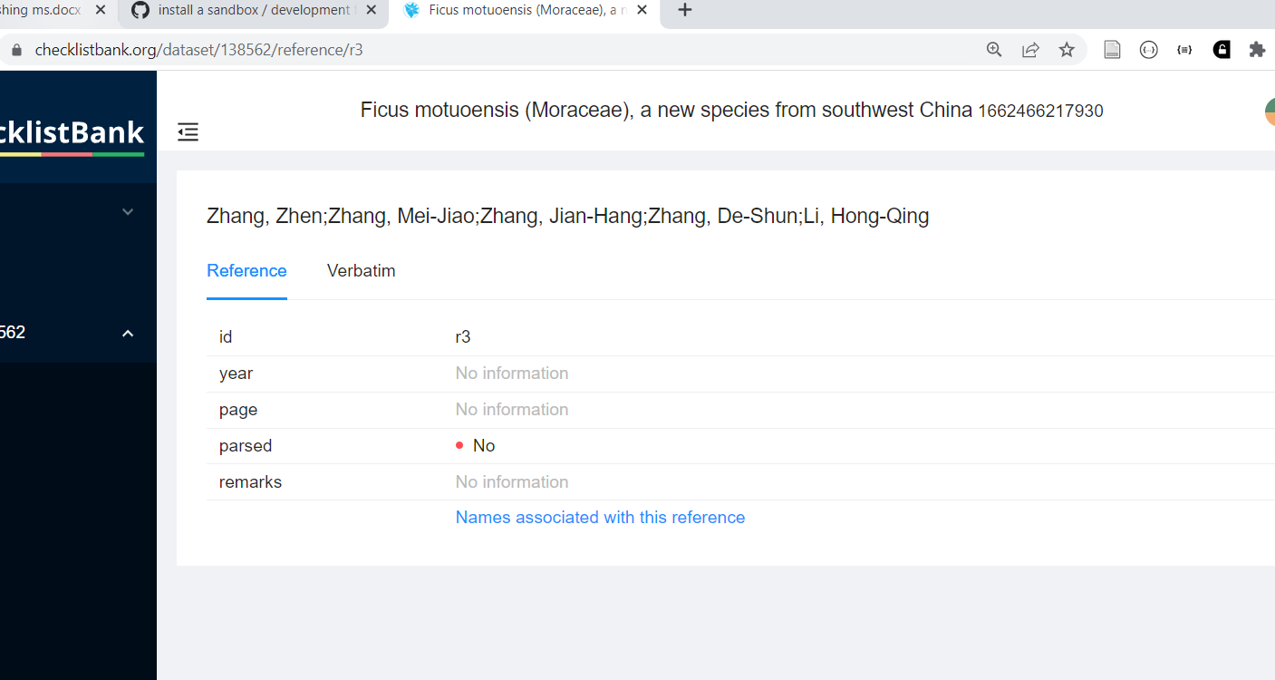 adding the reference to the .taxon · Issue #1096 · CatalogueOfLife/checklistbank · GitHub