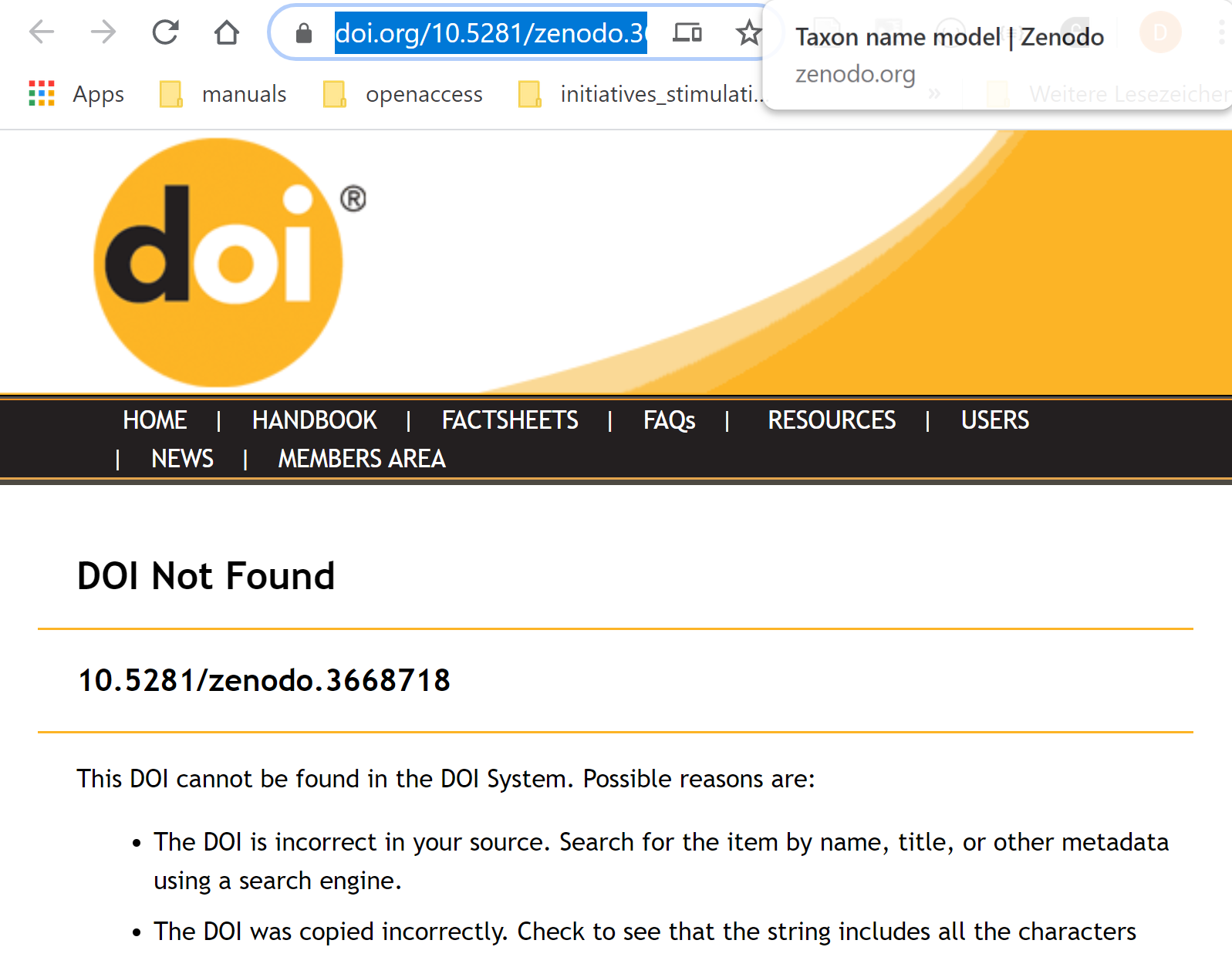 Doi Does Not Resolve At Datacite · Issue 1947 · Zenodozenodo · Github