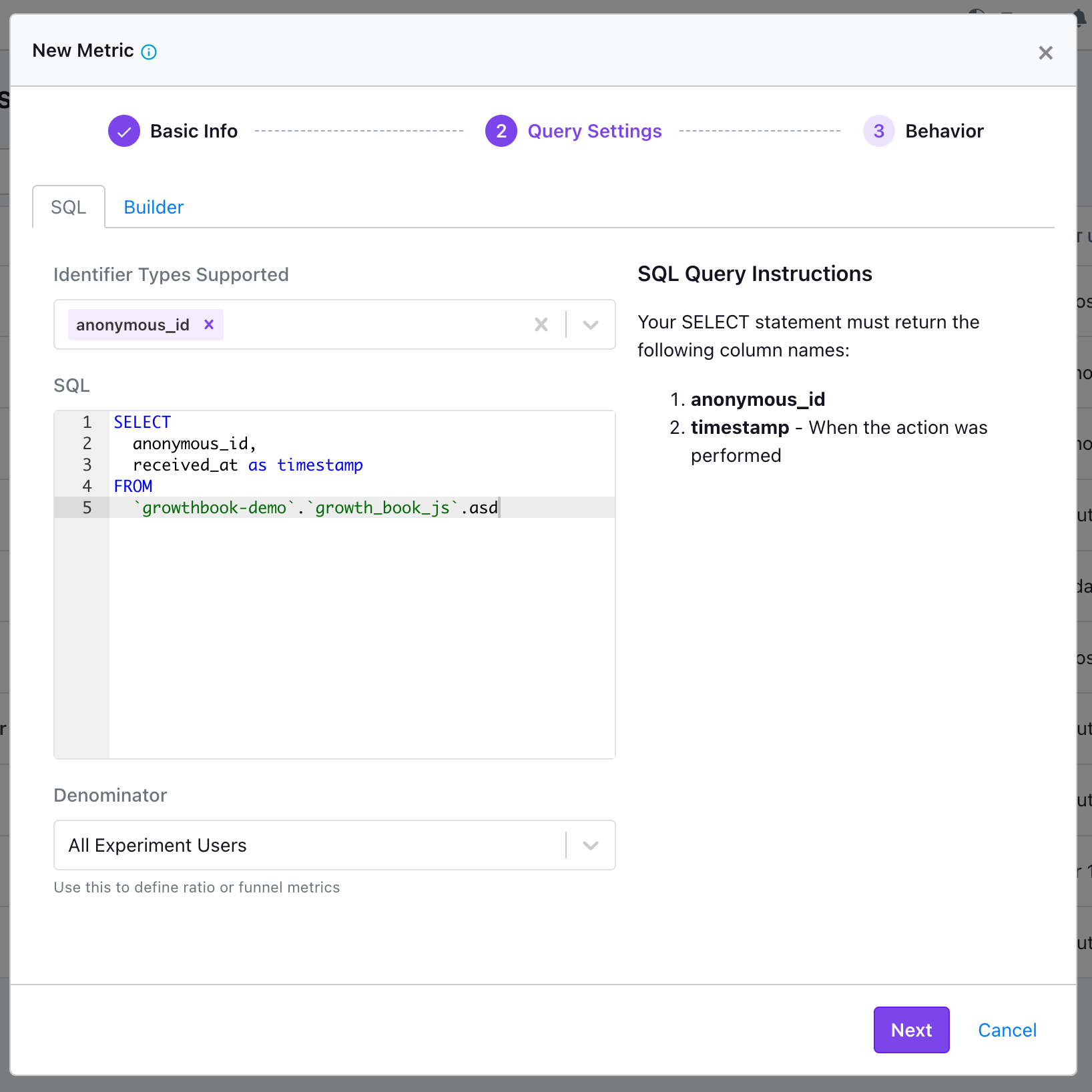 [enhancement] Improve metric UI for adding SQL · Issue #662 · growthbook/growthbook · GitHub