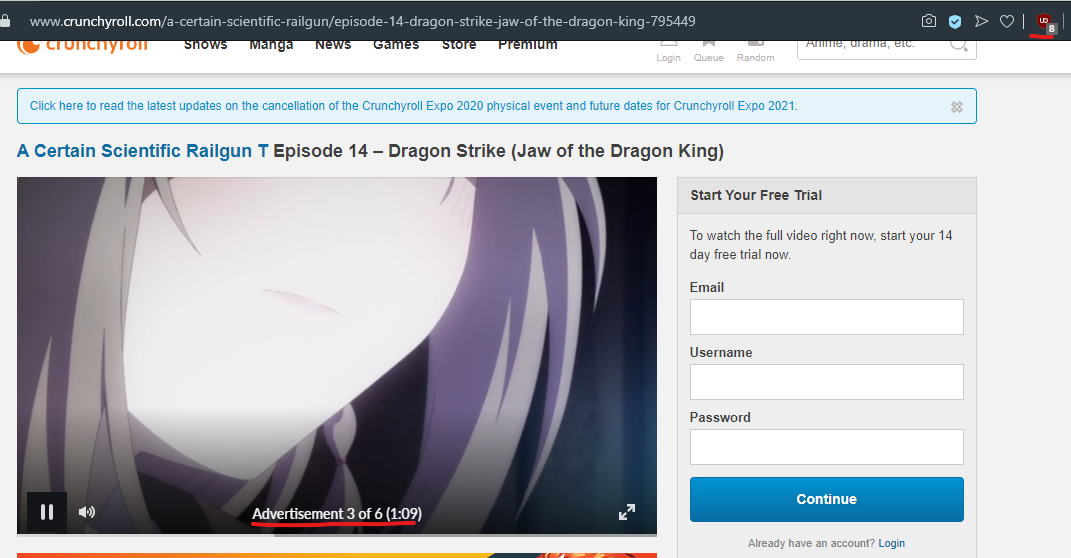 Crunchyroll video ads not blocked by uBlock Origin · Issue #7512 · uBlockOrigin/uAssets · GitHub