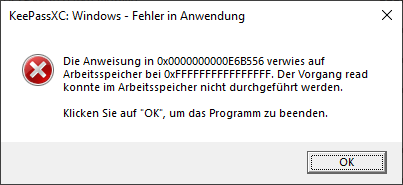 Windows Memory Error · Issue #5666 · keepassxreboot/keepassxc · GitHub