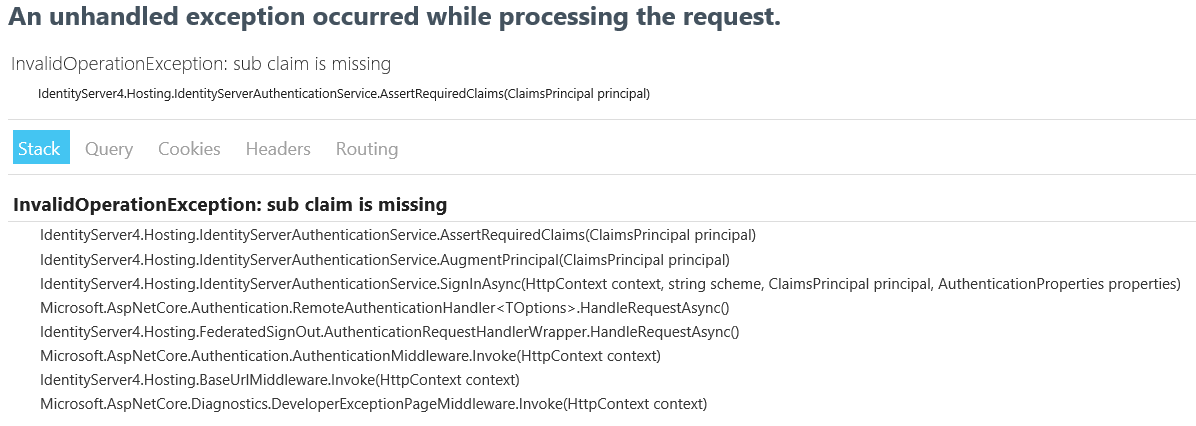 InvalidOperationException: sub claim is missing · Issue #5154 · IdentityServer/IdentityServer4 ...