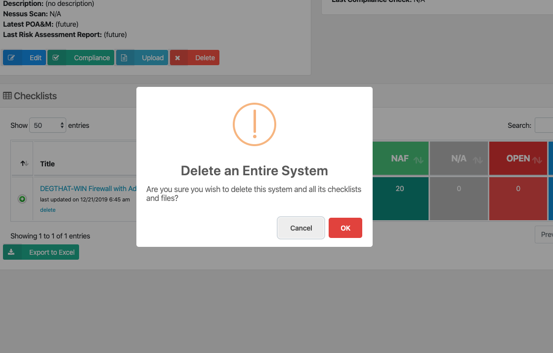 [FEATURE] Delete entire system · Issue #110 · Cingulara/openrmf-web · GitHub