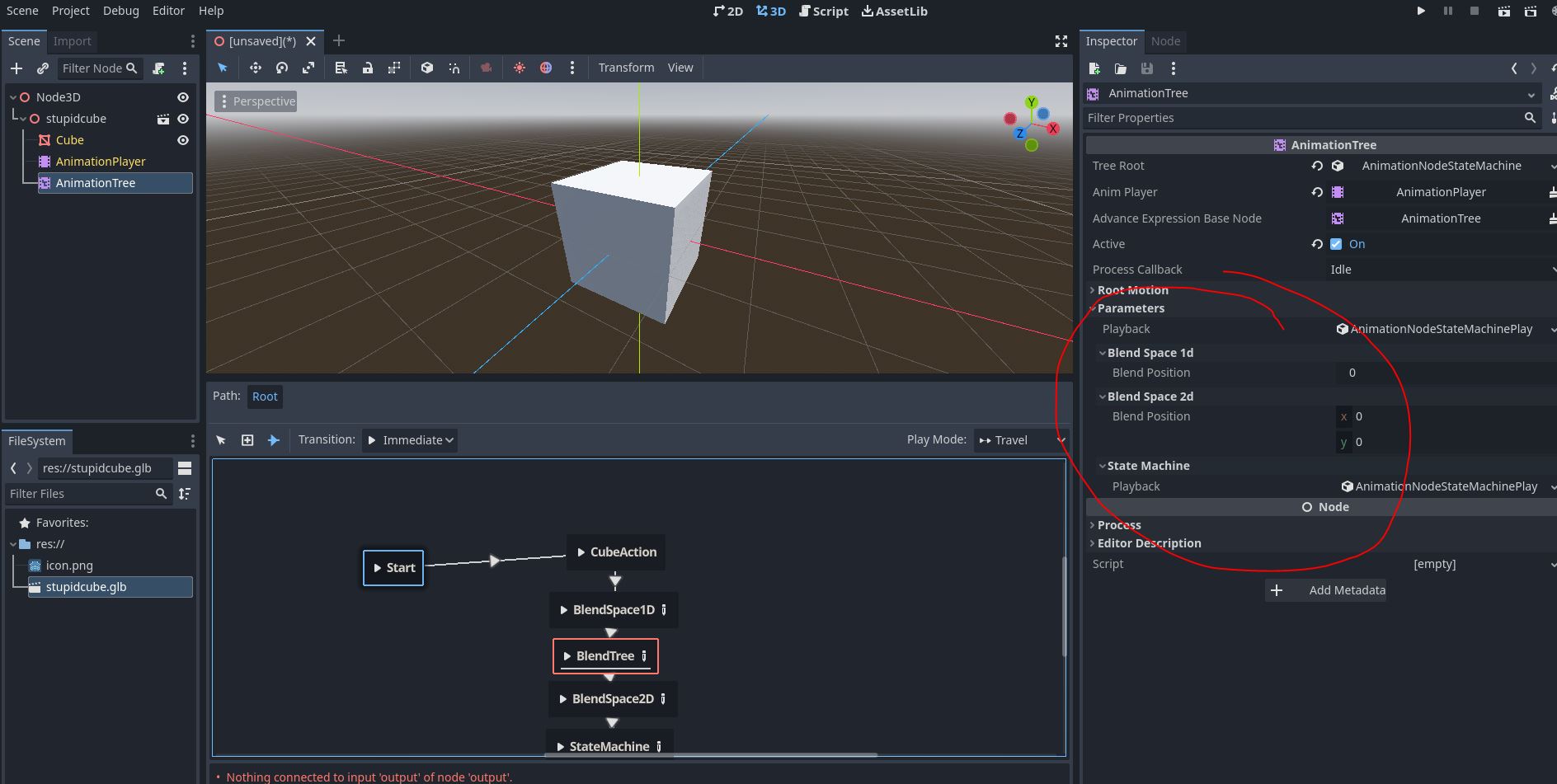 When using AnimationNodeStateMachine as the root of AnimationTree, BlendTree and Animation nodes ...