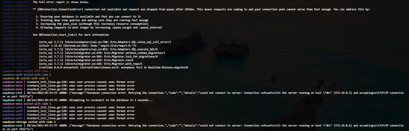 Supabase Docker Self Hosting Throws 500 Errors