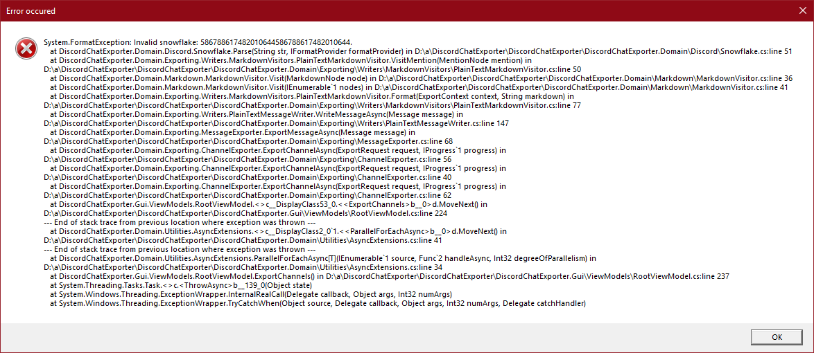 System.FormatException: Invalid snowflake when mentioning deleted channel · Issue #489 · Tyrrrz ...