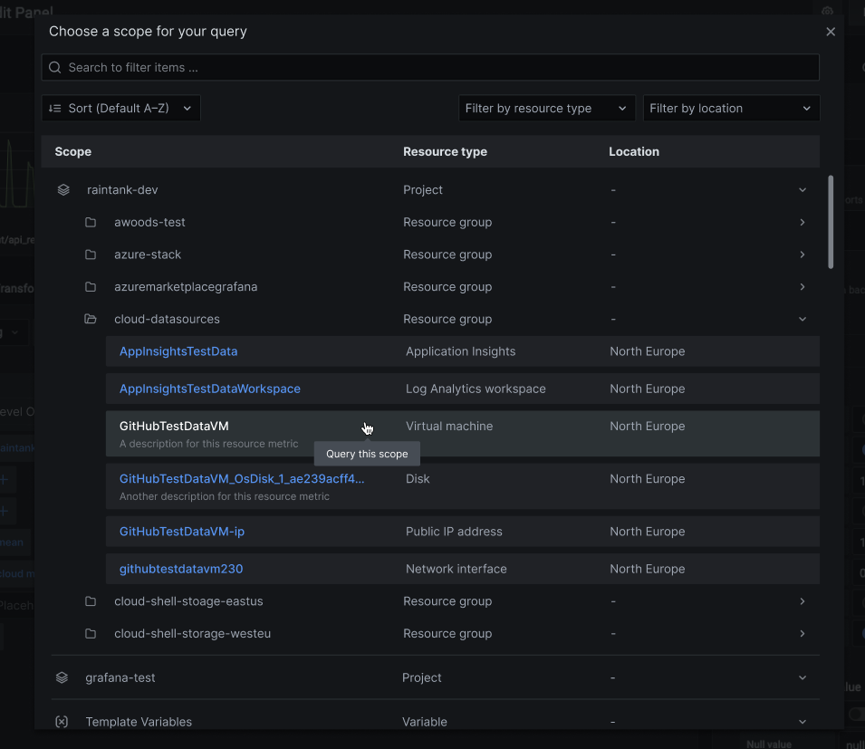 AzureMonitor: Resource Picker UI for Logs · Issue #33704 · grafana/grafana · GitHub