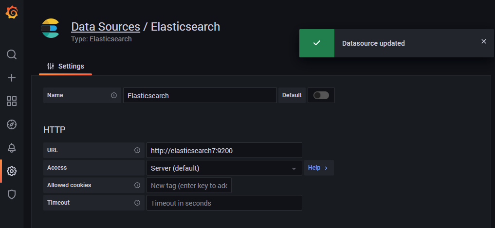 Bad Gateway is happen when "Data Sources / Elasticsearch", "URL: https://localhost:9200 ...