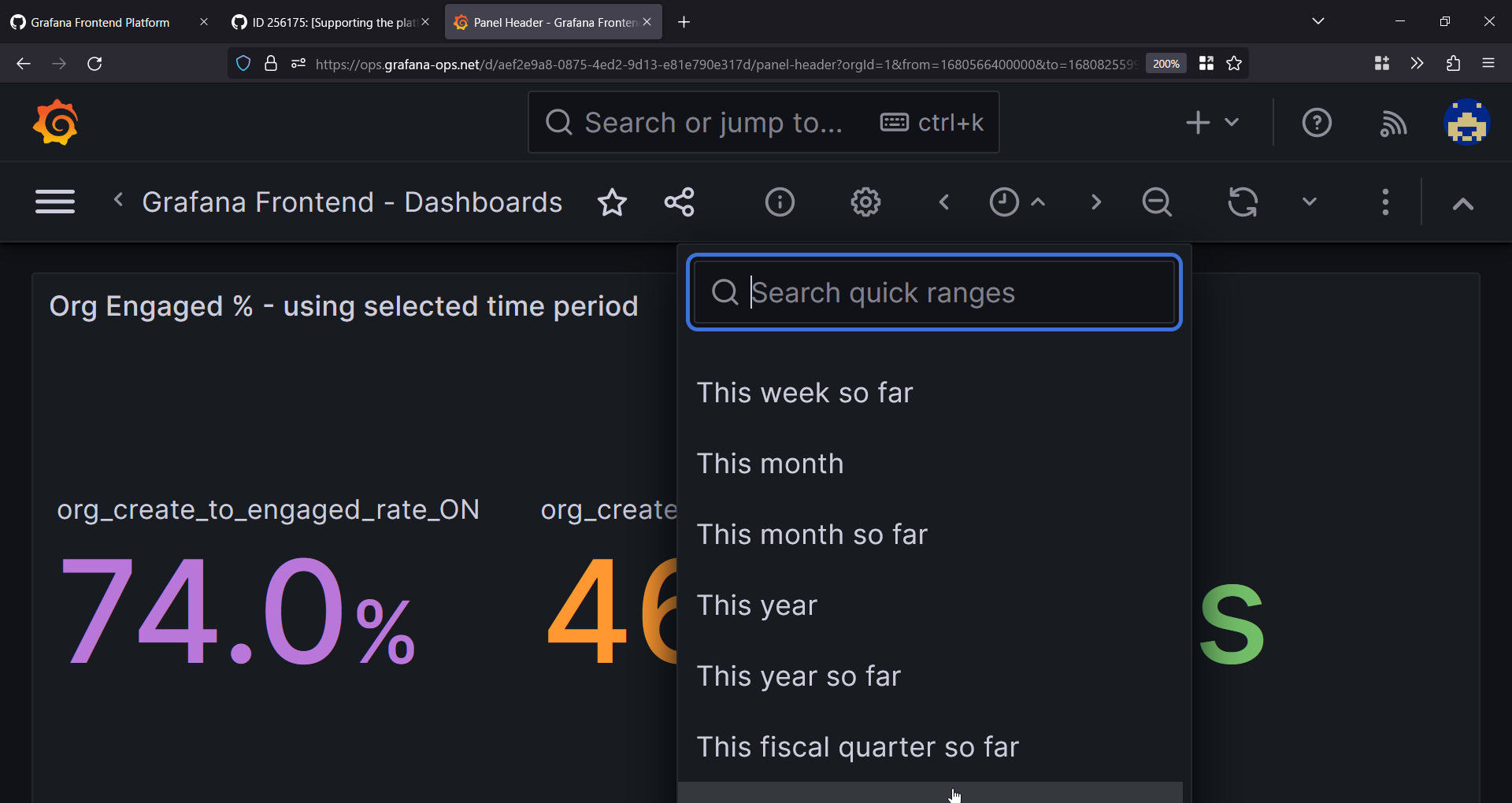 ID 256175: [Supporting the platform -Simon – Search Quick Ranges]: Contents present under ...