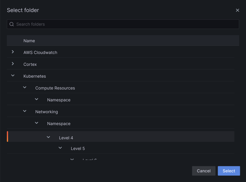 Nested folder picker · Issue #65745 · grafana/grafana · GitHub