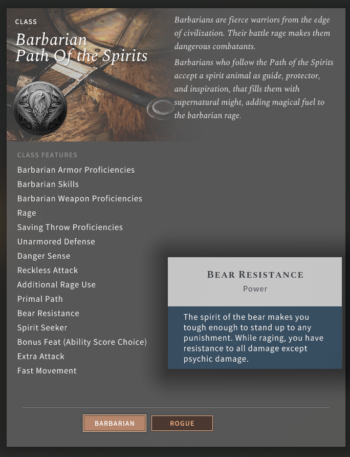 Barbarian : Path of the Spirits - Bear Resistance not working against "Force" damage · Issue ...