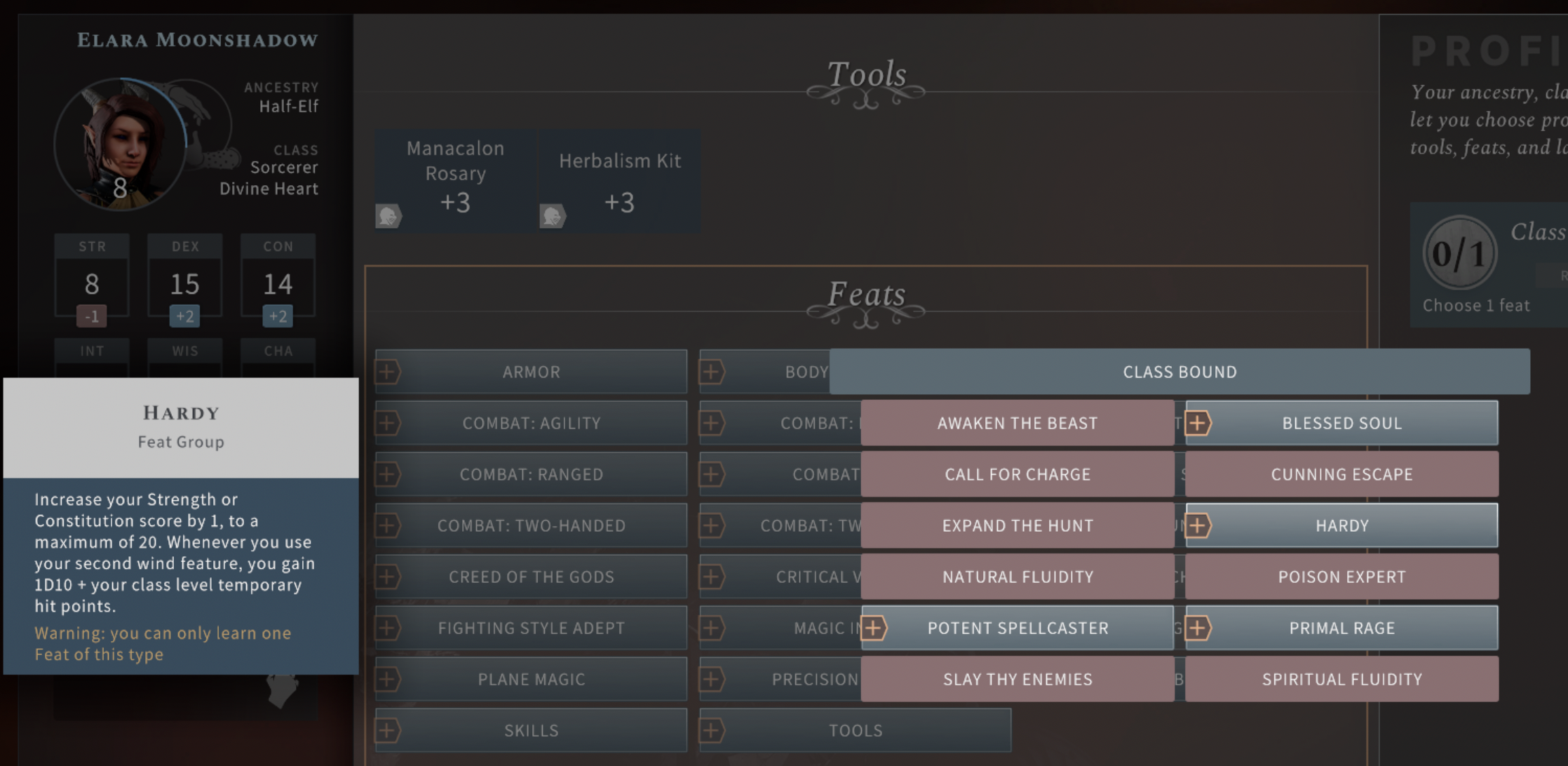 Feats that are "Class Bound" selectable by any class bug [[ Hardy and Primate Rage bugged ...