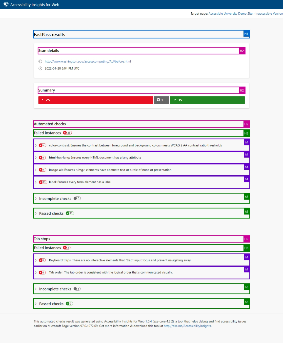 Divs with role=heading should be replaced with native heading elements ...