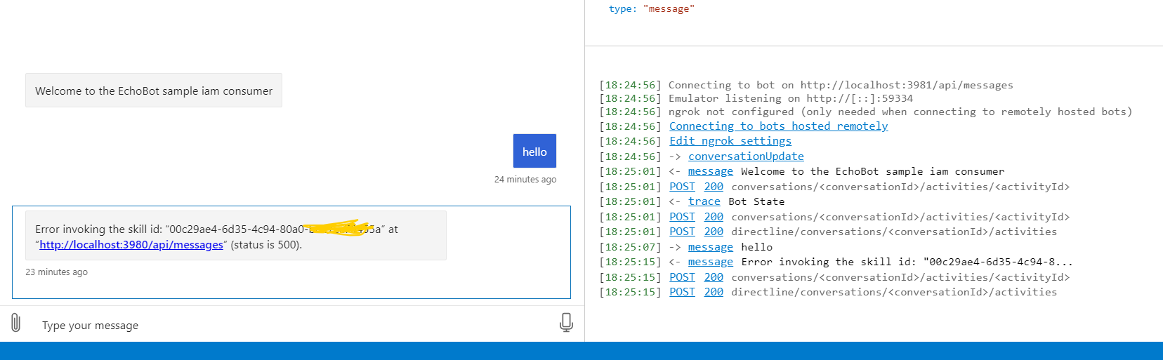 unable to add remote skill to a bot getting 500 error · Issue #5376 · microsoft/BotFramework ...