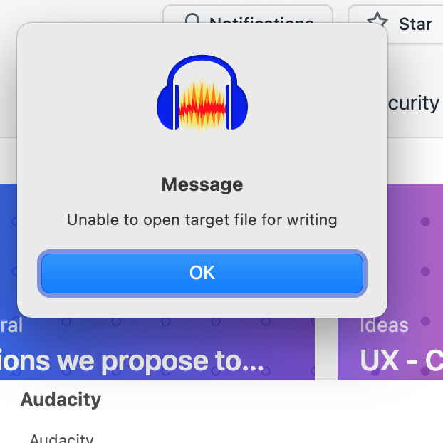 Cannot save the project error "Unable to open target file for writing" (MacOS 12.0.1 Monterey ...