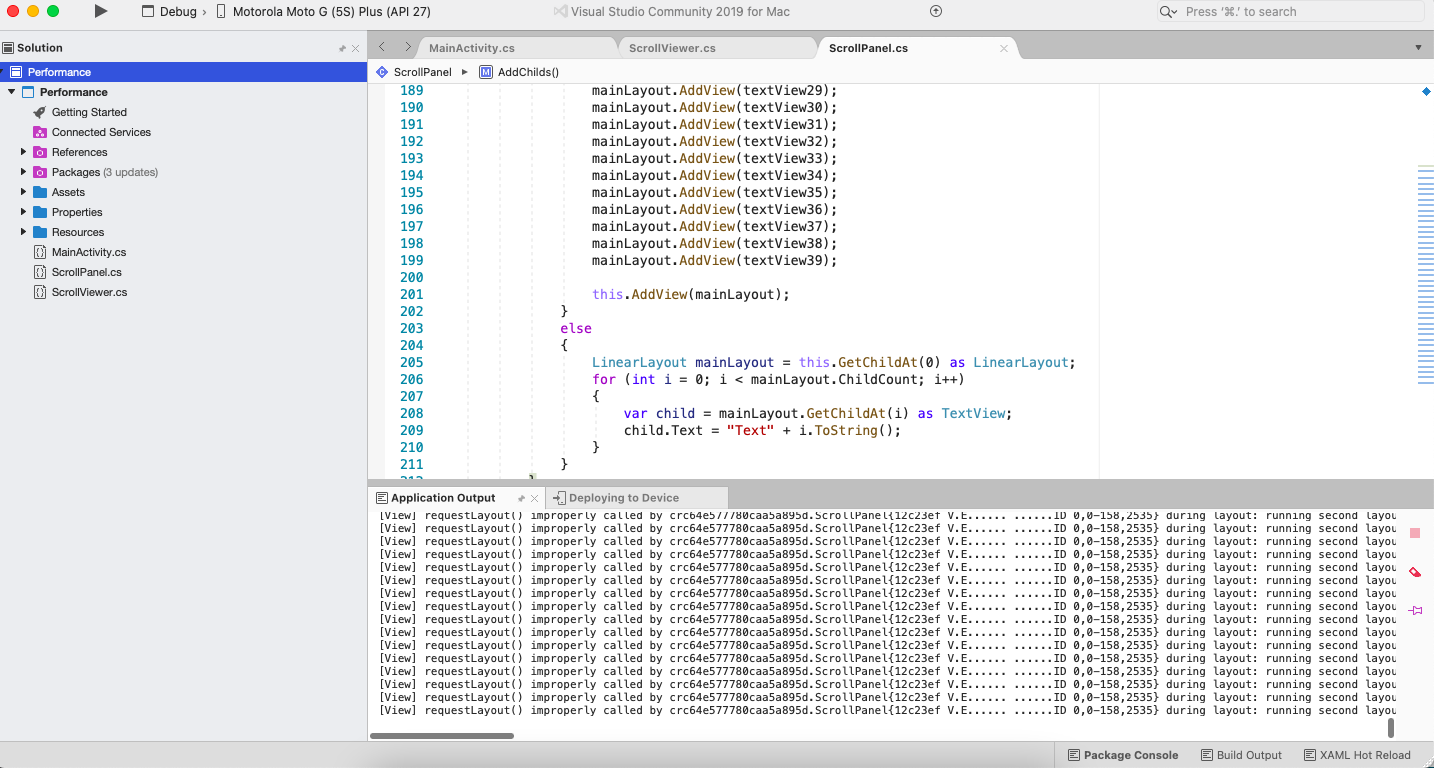 Facing RequestLayout() and Performance issue while using virtualization concept in Xamarin ...