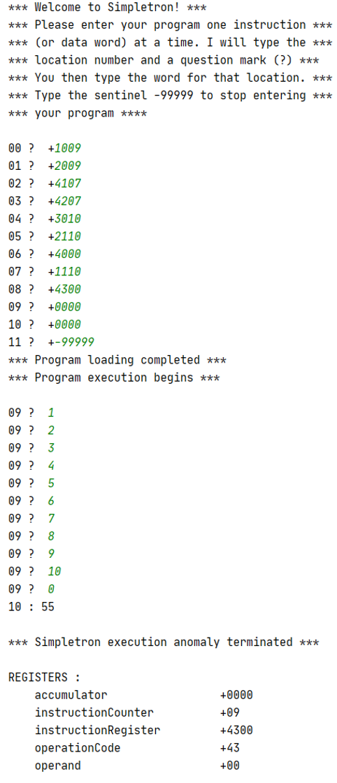 GitHub - EunsilSon/simpletron-machine-language: SML(Simpletron Machine Language) 로 작동되는 기계어 프로그램