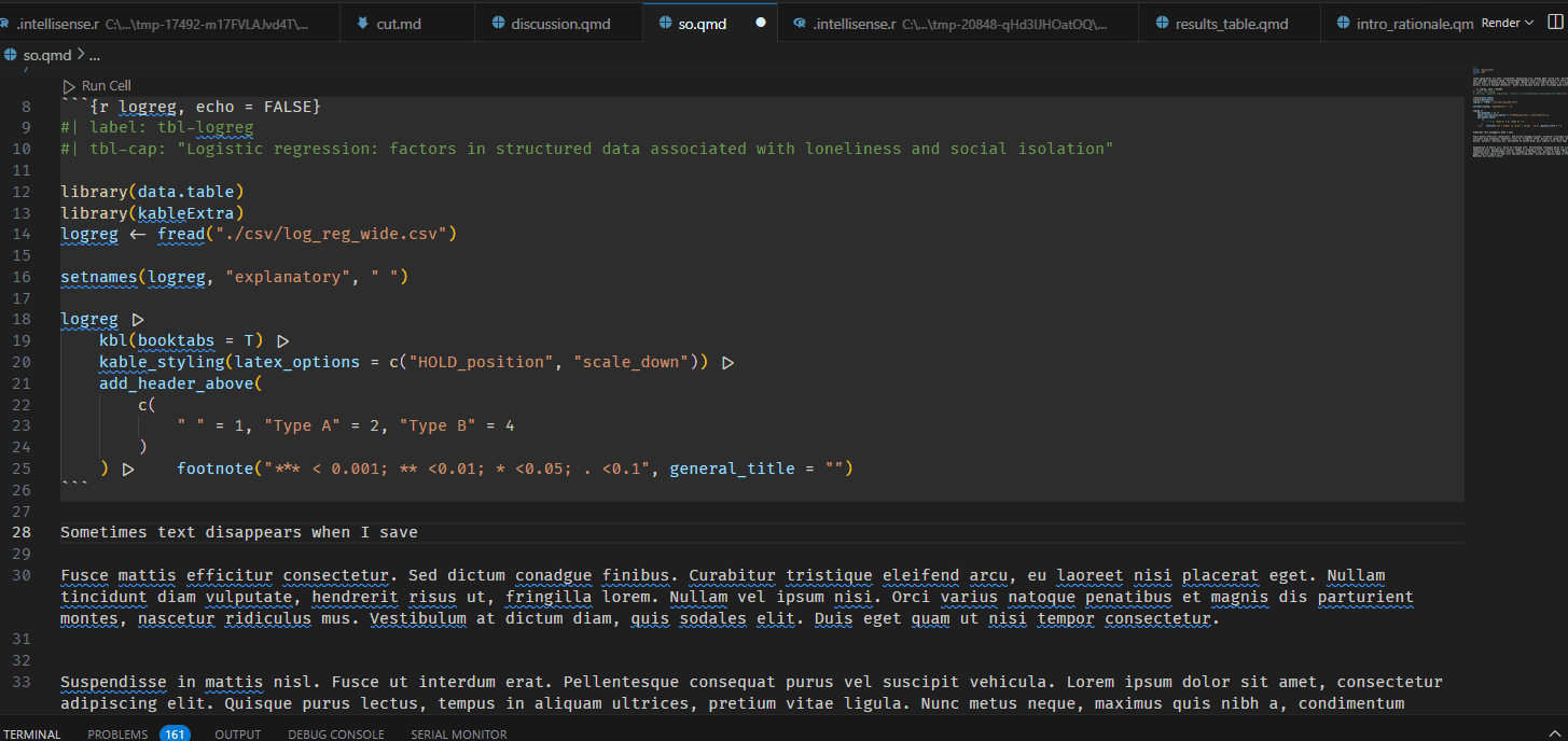 Format on save deletes text · Issue #246 · quarto-dev/quarto · GitHub