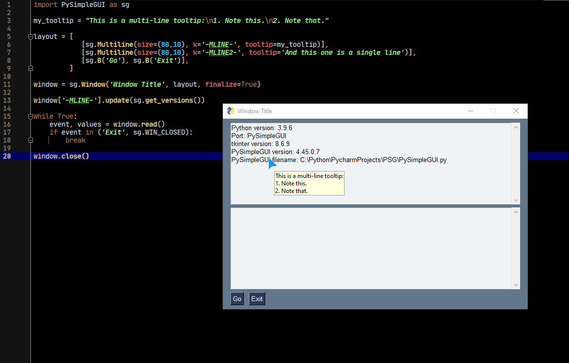 [Bug] Multi-line tooltip activation · Issue #1909 · PySimpleGUI/PySimpleGUI · GitHub