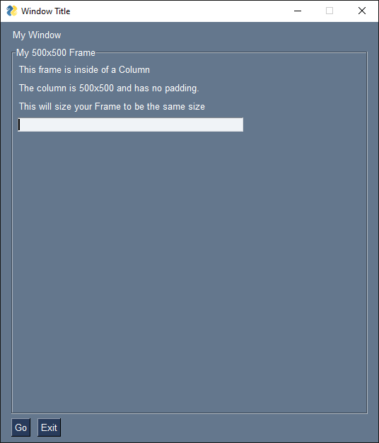 Setting the size of a Frame · Issue #533 · PySimpleGUI/PySimpleGUI · GitHub