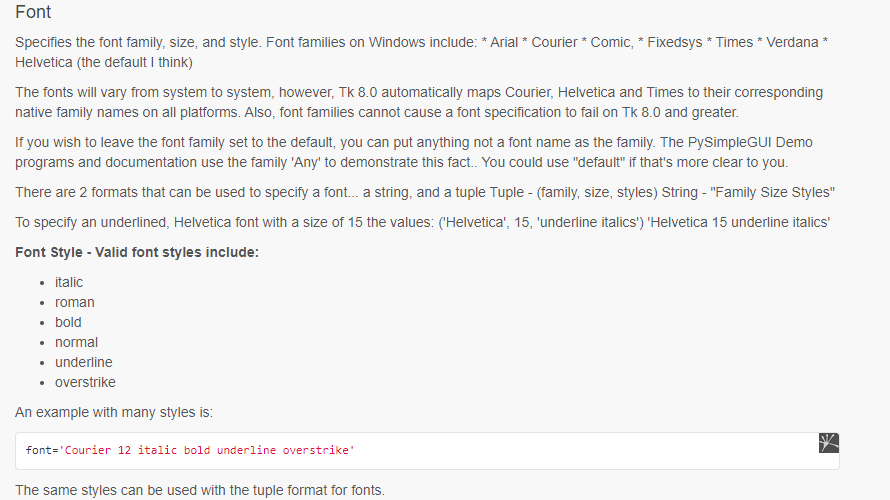 Question: canonical way to define font, size, AND STYLE in sg.Text() · Issue #4611 · PySimpleGUI ...