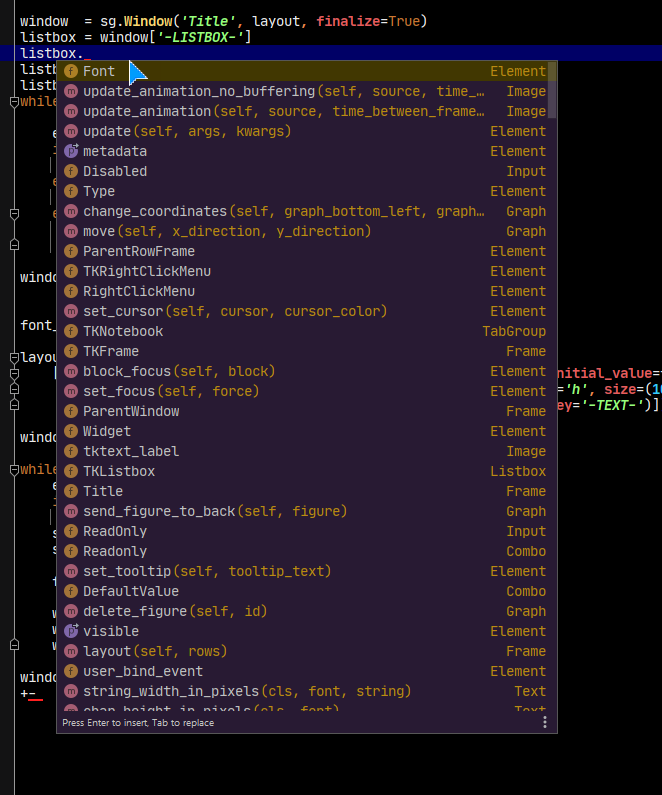 [Question] Get/Set methods for underlined item in Listbox · Issue #4710 · PySimpleGUI ...