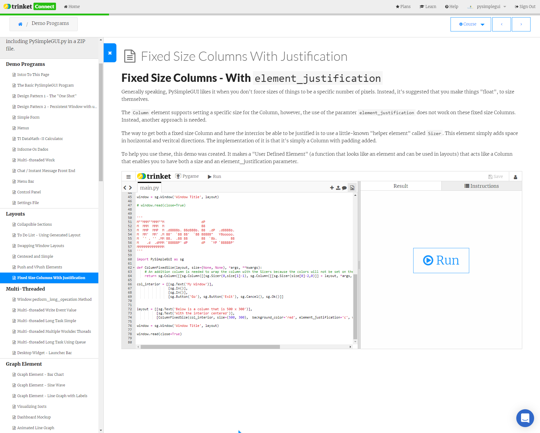 [Question] Justify elements in a column with a set size · Issue #4842 · PySimpleGUI/PySimpleGUI ...