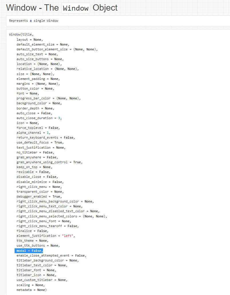 [Bug] Modal windows allow some interaction · Issue #4207 · PySimpleGUI/PySimpleGUI · GitHub
