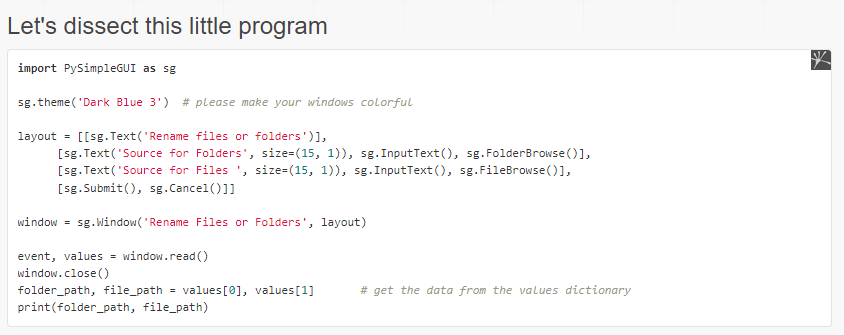 [Bug] Error in documentation code - 'Rename files or folders; · Issue #5170 · PySimpleGUI ...