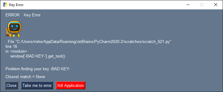 [Question] Instance of 'ErrorElement' has no 'get_text' member · Issue #5964 · PySimpleGUI ...