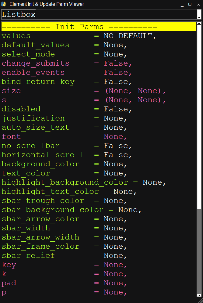 [ Question] listbox don't have now? unexpected keyword argument ...
